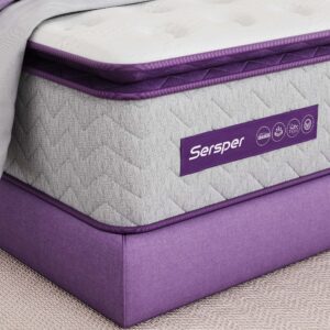 sersper 10 inch memory foam hybrid pillow top full mattress - 5-zone pocket innersprings motion isolation - heavier coils for durable support - medium firm - r&d in north america