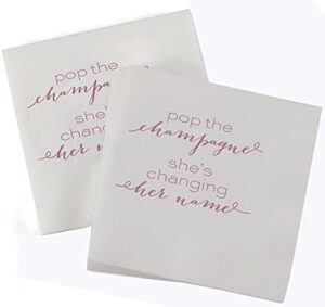 hortense b. hewitt bridal shower paper napkins 50-count, printed pop the champagne, 4.75-inch (folded)