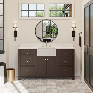 kitchen bath collection yorkshire 60-inch farmhouse single bathroom vanity (engineered marble/chocolate): includes chocolate cabinet with engineered marble countertop and white apron sink