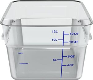 carlisle foodservice products squares square food storage container with stackable design for catering, buffets, restaurants, polycarbonate (pc), 12 quarts, clear