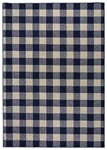 garland rug country living buffalo plaid 5 ft. x 7 ft. indoor/outdoor area rug navy/ivory