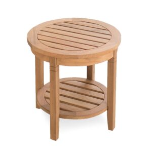 cambridge casual superior indonesian teak arie outdoor round side table, natural teak