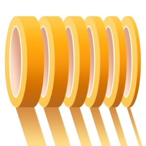 petdcheb 6 rolls fine line tape painters tape 1/16, 1/8, 1/5, 2/5, 1/2, 3/4 inch x 55 yard fineline masking tape painter tape adhesive automotive for diy car auto paint (yellow)