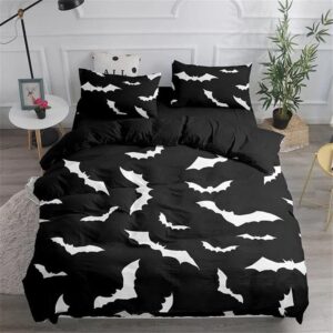 yxyshxr bedding bat comforter set vampire queen comforter bed flying bats duvet cover twin full comforter cover king bedding sets for halloween bedroom decor for kids teens boys,queen(229x229cm)