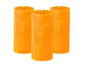 simply soson 3x6 inch orange candles pillar, fall pillar candles set of 3, rustic texture, unscented orange pillar candles for fall, dripless candles, 3 inch orange candles, fall candles