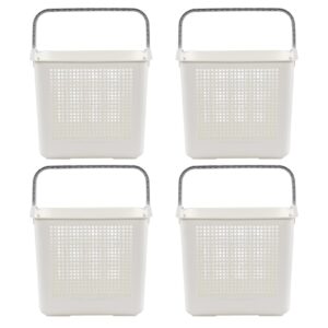 ggbin 4 packs plastic laundry hamper with handles, 35 l laundry baskets for dirty clothes, white