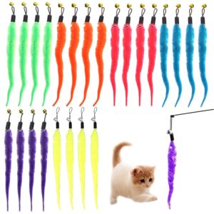 24 pcs cat worm toy refills cat wand toy replacement interactive cat wand toy accessories cat feather worm teaser refills attachment for cat fishing pole toy worm cat toy teaser for indoor cats kitten