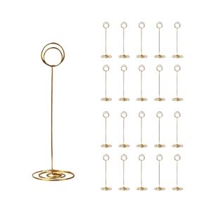 kingdom solutions 20 pack 8.75 inch tall table number holders - gold place steel table picture stands card holder, food signs, memo notes, weddings, restaurants, birthdays, anniversary party