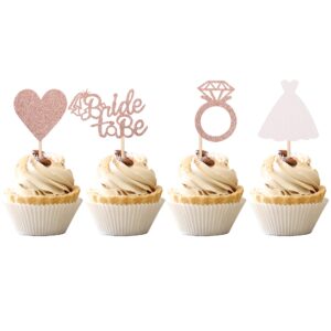 24 pcs bride to be cupcake toppers with heart ring dress bridal shower cupcake picks wedding engagement bachelorette party cake decorations supplies