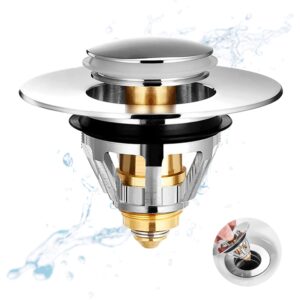 3 in 1 ardorup sink stopper hair catcher anti-clogging upgraded chrome stainless drain universal hole size 1.1’’-1.32’’ drain bathroom strainer bathtub leak-proof pop-up tub for stopper (dsard)