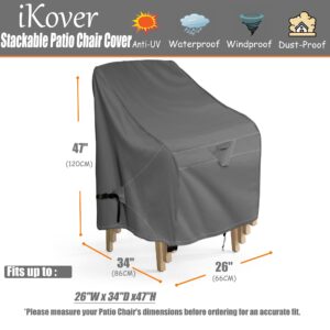 HWmatyCover Stackable Patio Chair Cover, Waterproof Outdoor Chair Cover, Heavy Duty Lawn Patio Furniture Covers, Fits for 4-6 Stackable Dining Chairs, (28" Wx40" Dx47" H, Grey)