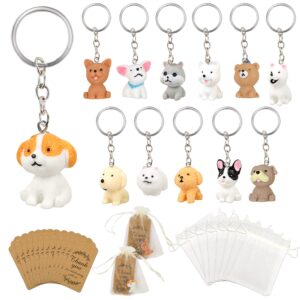 12 pack puppy dog party favors puppy key chain with organza bags thank you kraft tags for back to school item birthday party favors backpack key decorations classroom rewards dog theme supplies