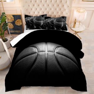 kxry basketball comforter set king size black basketball sports theme bedding for boys kids teens 3d quilt 1 comforter + 2 pillow cases