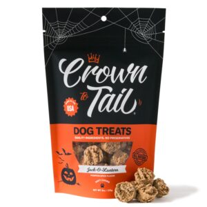 crown to tail halloween jack-o-lantern soft chew dog treats, 6oz.