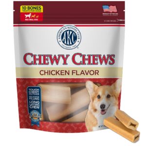 american kennel club chewy chews small breed long-lasting chicken flavor dog chews, naturally flavored, helps remove tartar, 10 count