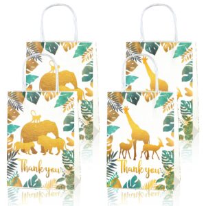 jungle safari party favor bags 24 pcs jungle animal theme candy treat bags thank you paper gift bags with handles for baby shower birthday party