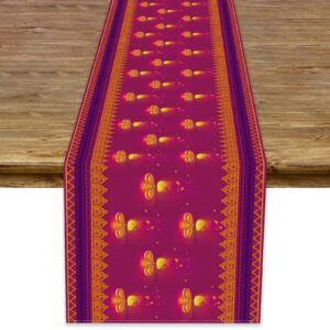 linen 13x72'' diwali table runner indian festival of lights decoration for kitchen dinning room decor