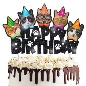 cat happy birthday cake topper cat theme party cake decoration for meow kitty cat birthday party baby shower supplies