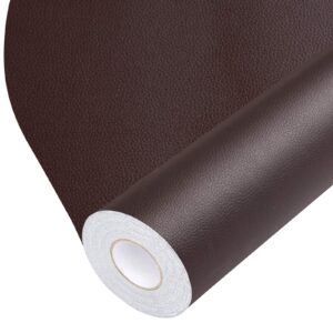 bszhtech leather repair tape self-adhesive leather repair patch for couch furniture sofas car seats advanced pu vinyl leather repair kit (dark brown, 3.9x79 inch)