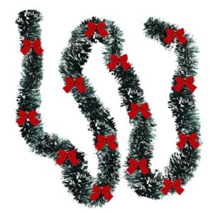 dilunave 19.7 feet christmas tinsel garland artificial christmas garland xmas metallic twist hanging garland fireplace mantel wreath decor for staircase railing indoor outdoor ornaments