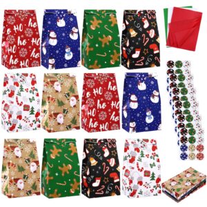 cooraby 72 pack christmas gift bags with tissue paper sealing stickers 9.4 x 5 x 3 inch holiday candy goody paper bags for xmas party supplies gift wrapping decorations