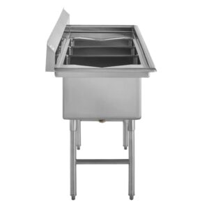 Kratos 29N-001-Commercial NSF 3 Compartment Sink - 16"Wx20"Lx14"H Bowl Size - (2) 18" Drain Boards