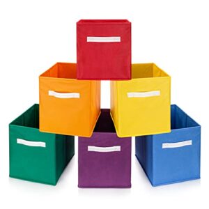 luv color rainbow bins for organization set of six cube storage bins 10.5 x 10.5 storage bins for bedroom organization cubby storage bins or rainbow decor for classroom playroom or cube organizer