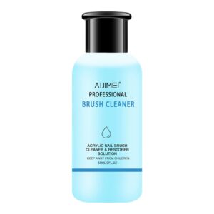 aijimei nail brush cleaner preserver & restorer nail brush cleaner solution clean manicure brushes set a with glass cup & cleaning cotton pads for nail art brushes 58ml (brush cleaner 2oz)