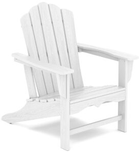 kingyes hdpe adirondack chair, classic all-weather outdoor patio adirondack chair, white