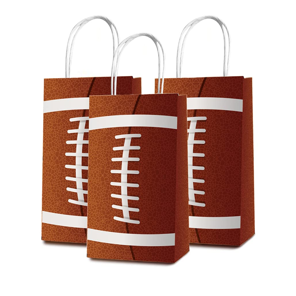 Weesdsio 24 Pack Football Candy Favor Bags, Football Gift Bags Football Paper Bags Great for Kids Football Treat Bags Theme Birthday Party Football Goodie Bags Sports Party Decoration