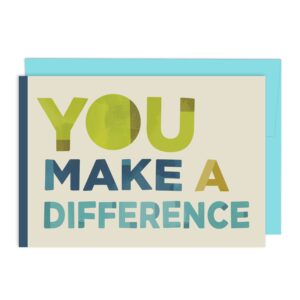 hallmark business (25 pack) bulk appreciation card (green & blue make a difference) for employees, staff and volunteers