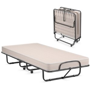 giantex folding bed with 4" mattress, twin, beige