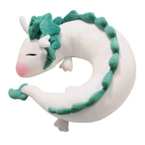 anime neck pillow white dragon plush doll toy kids travel neck pillow, cute haku plush for chrismas birthday gift