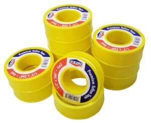 ez-flo gas teflon tape, premium pipe thread tape, 1/2-inch x 260-inches x 4 mil, yellow (10 pack)