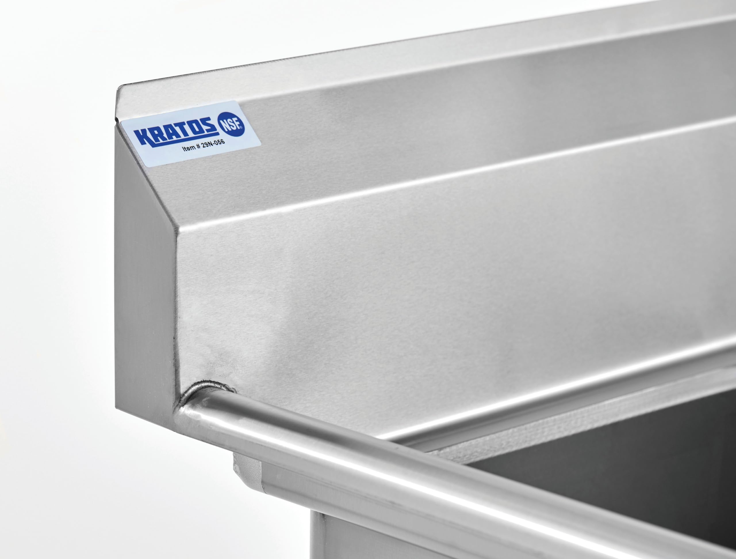 Kratos 29N-001-Commercial NSF 3 Compartment Sink - 16"Wx20"Lx14"H Bowl Size - (2) 18" Drain Boards