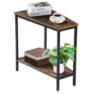 wedge end table - narrow triangle end table - recliner table with storage - corner tables for living room - chair side tables for small spaces - rectangle magazine rack table - tall slim side table