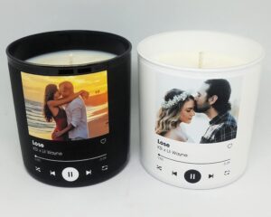 3.5oz./9oz. custom song couples candle | personalized photo candle, music candle