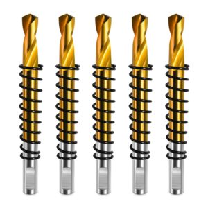 asnomy 5pcs titanium-plated m2 steel pilot drill bit for hole saw, hole saw center drill bit for metal, steel, iron, wood, plastic