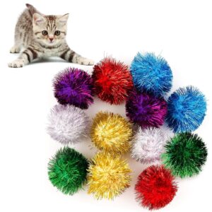 framendino, 12 pack 2 inch glitter tinsel sparkle fuzzy balls pom poms ball for diy craft decorations