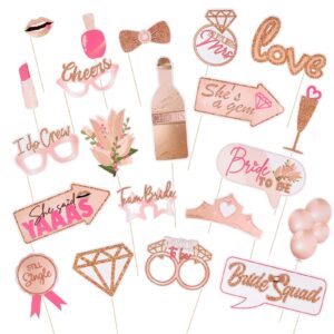 sussurro 21 count bridal shower photo booth props kit engagement photo booth accessories rose gold wedding party funny selfie props with sticks& stickers for party favour supplies