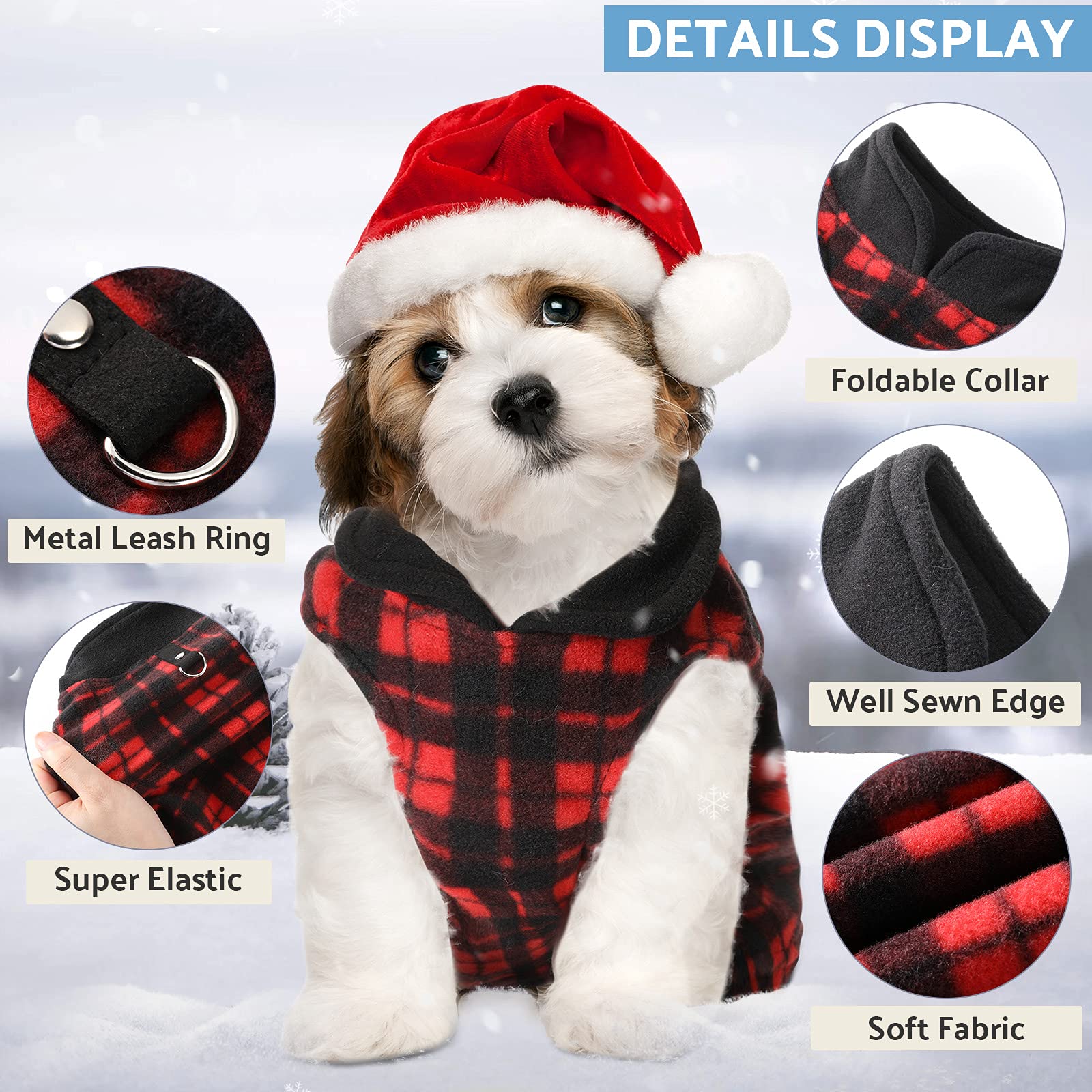 Weewooday 4 Pieces Winter Fabric Dog Sweater with Leash Ring Fleece Vest Dog Pullover Jacket Warm Pet Dog Clothes for Puppy Small Dogs Cat Chihuahua(S)