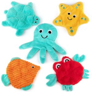 awoof no stuffing dog toys, crinkle dog toys squeaky dog toys cute animal dog plush toys for small medium large dogs puppy teething chew toys dog toys bulk 5 pack