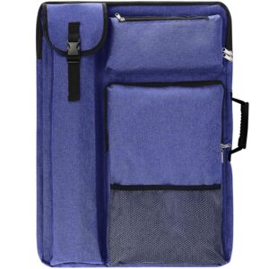 treochtfun art portfolio case 18 x 24,portfolio bag for artwork/board/project/drawing,artist backpack(navy blue).