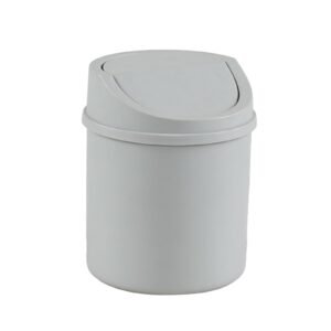 knifrfish 0.5 gallon plastic countertop waste bin with swing lid, tiny garbage can, mini desktop trash can, gray