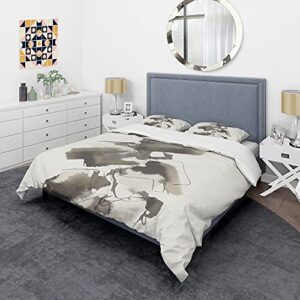 designq geometric glam square i modern & contemporary duvet cover set, black duvet cover set queen, abstract bedding set of 3 pieces, all season modern & contemporary bedding sets queen