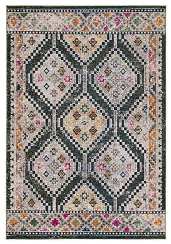 SAFAVIEH Madison Collection 6' x 9' Dark GreenBeige MAD481Y Boho Non-Shedding Living Room Dining Bedroom Area Rug