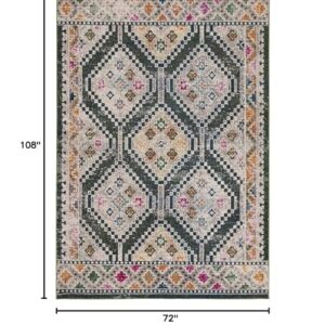 SAFAVIEH Madison Collection 6' x 9' Dark GreenBeige MAD481Y Boho Non-Shedding Living Room Dining Bedroom Area Rug