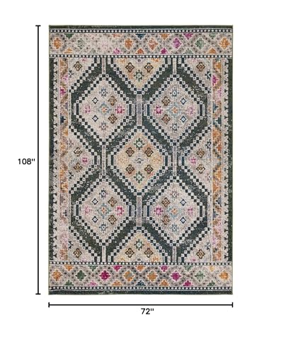 SAFAVIEH Madison Collection 6' x 9' Dark GreenBeige MAD481Y Boho Non-Shedding Living Room Dining Bedroom Area Rug