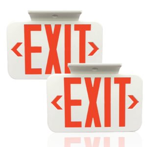 red exit sign with 90 minutes battery backup, double-sided red fire safety emergency exit sign lights, abs fire resistance (ul-certified 120-277v) (2pack)