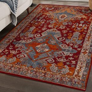 luxe weavers moroccan floral red 5x7 area rug for living room